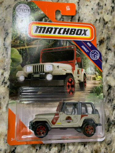 2020 Matchbox MBX Jungle Jeep Wrangler Rollbar (18#) Jurassic Park #72/100