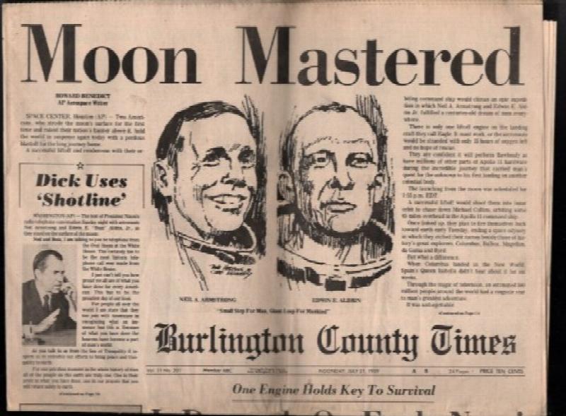1969 Newspaper Moon Mission